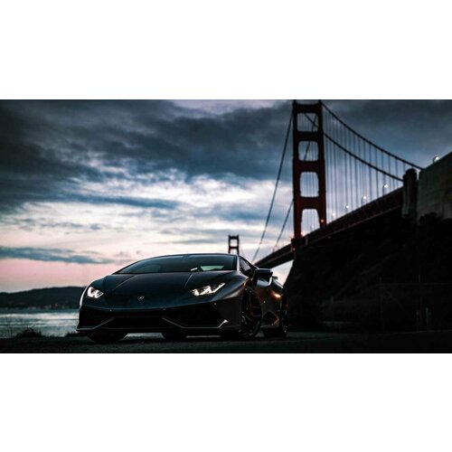Картина на холсте 60x110 Альянс Лес "Lamborghini Golden Gate" на подрамнике / интерьер/ декор