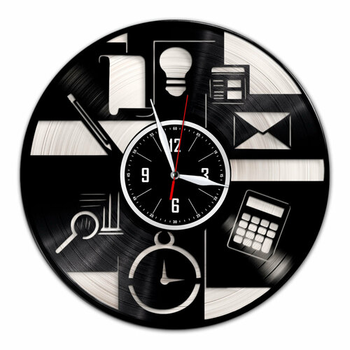 Бухгалтер - настенные часы из виниловой пластинки (с серебряной подложкой)