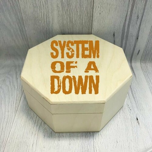 Шкатулка с гравировкой System of a Down, Систем оф а Даун №3, 18см