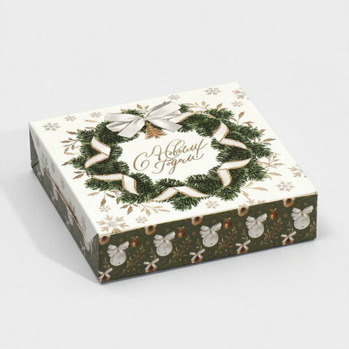 Коробка складная "Новогодний шик", 14 x 14 x 3.5 см, 5 шт.
