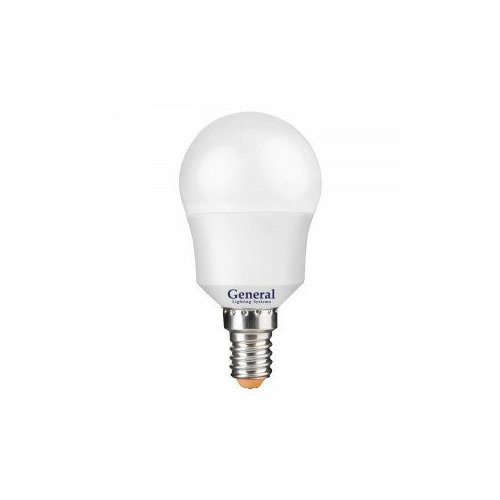 Светодиодная LED лампа General шар P45 E14 7W 6500K 6K 45x80 пластик/алюмин. 640800 (упаковка 14 штук)