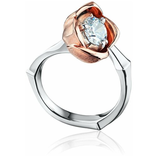 Кольцо помолвочное OBRUCHALKI.COM, серебро, 925 проба, родирование, Swarovski Zirconia, размер 16