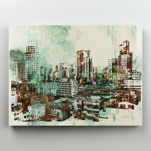 Интерьерная картина на холсте "Скетч архитектуры города" размер 30x22 см