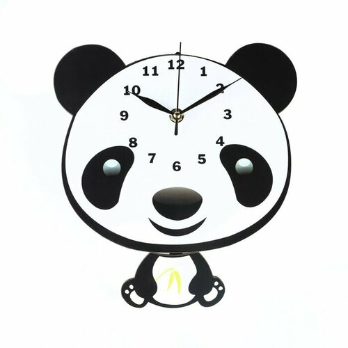 Часы настенные, серия: Детские, "Панда", с маятником, 22 х 26 см