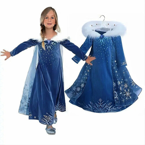 Платье для девочки Эльза зимнее с мехом - размер 110