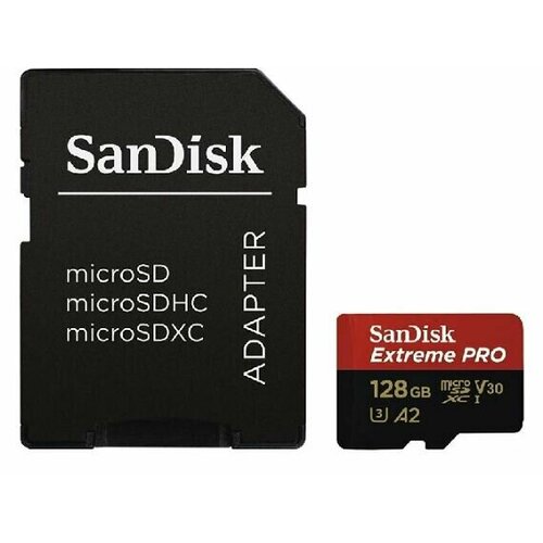 Карта памяти MicroSDXC SanDisk Extreme Pro 200/90MB/s 128GB cl10 + SD, SDSQXCD-128G-GN6MA