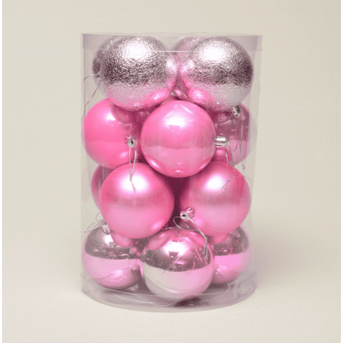 Набор шаров 8 см (16 шт, 4 вида), цвет розовый