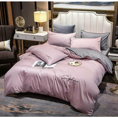 Комплект постельного белья Mency Pink двухсторонний 1,5 спальный, Жатка, наволочки 70х70