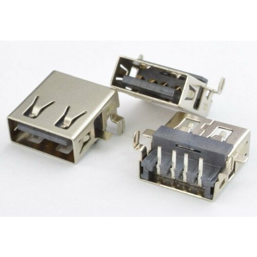 Разъем USB 2.0 / вровень по низу / 14 x10mm / обратный / без юбки