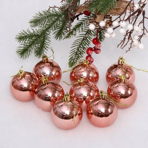 Новогодние шары 6 см (набор 24 шт) «Глянец», розовое золото