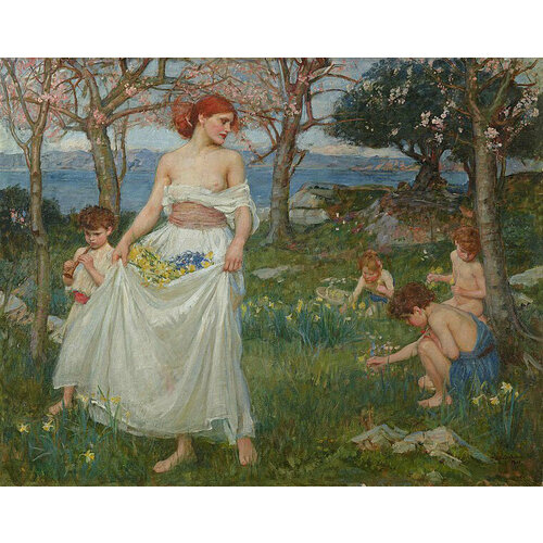 "Песня Весны", Уотерхаус, Джон, картина для интерьера (репродукция) (55х43 см / на подрамнике)