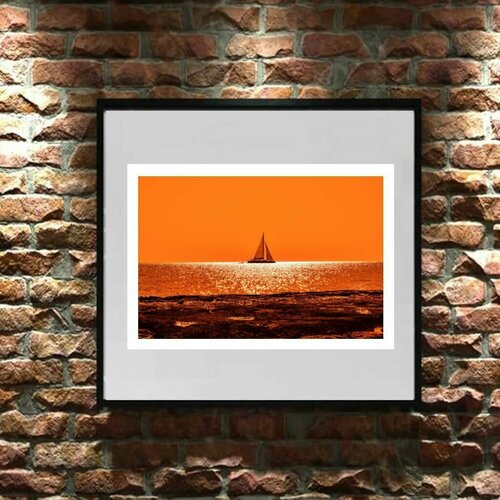 Постер "Яхта, море и оранжевое небо" Cool Eshe из коллекции "Природа", плакат А4