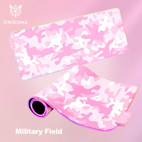 Коврик для мыши и клавиатуры ONIKUMA MP005 Military Field розовый с RGB подсветкой