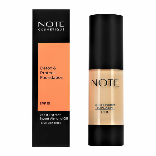 Основа тональная для лица `NOTE` DETOX AND PROTECT FOUNDATION защитная с детокс-эффектом тон 127