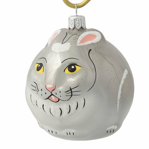 Елочка Стеклянный елочный шар Кролик Кельвин - Новогодний талисман 7 см С 1068