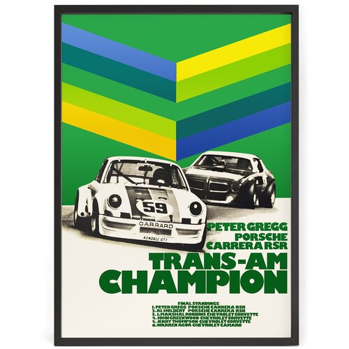 Гоночный постер на стену Carrera RSR Trans-Am Champion 1973 год 50 x 40 см в тубусе