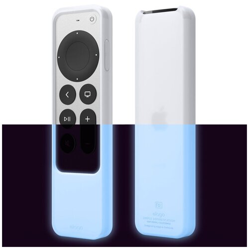 Чехол Elago R2 Slim для пульта Apple TV 2021, цвет Белый с синим свечением в темноте (ER2-21-LUBL)