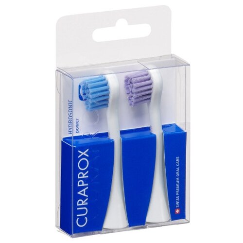 Набор насадок Curaprox CHS Pro Power для  звуковой щетки, белый/голубой/фиолетовый, 2 шт.