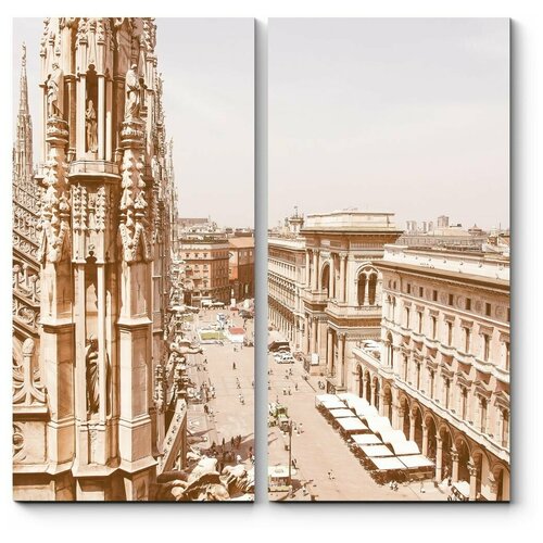Модульная картина Винтажное фото Милана 130x130