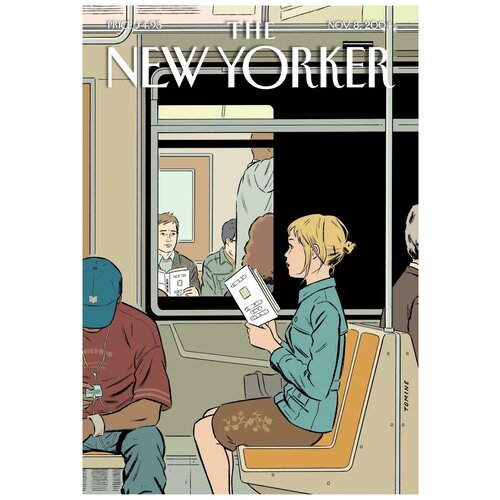 Постер / Плакат / Картина Обложки New Yorker - Поездка в метро 90х120 см в подарочном тубусе