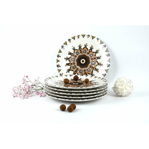 Набор керамических тарелок диаметр 26 см, декор "Мозаика" 6 штук