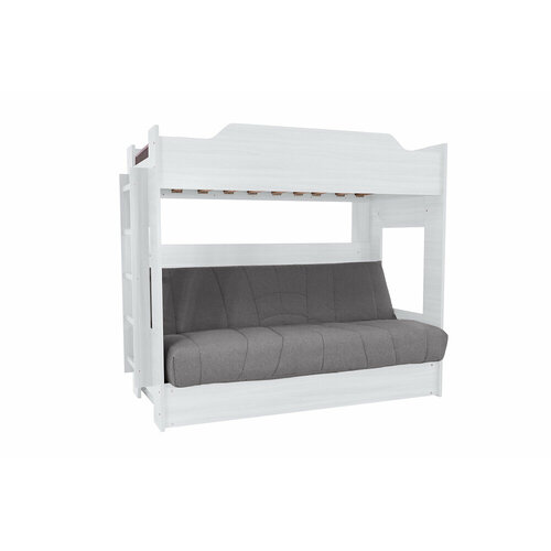 Кровать двухъярусная Боровичи-Мебель с диван-кроватью; пружинный блок Боннель; серый / белый 205х110х173 см