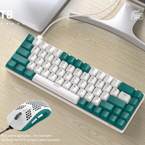 Комплект мышь клавиатура механическая русская Т8 мышка игровая М8 с подсветкой проводная набор для компьютера ноутбука Gaming game mouse keyboard