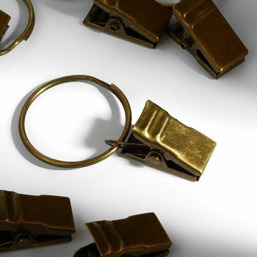 Зажим для штор с кольцом d22/26мм (наб 20шт цена за наб) металл бронзовый АУ