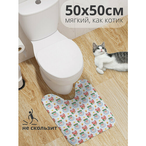 Коврик для туалета с вырезом противоскользящий JoyArty "Сказочные котики" 50x50 см