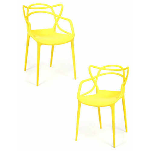 Комплект стульев для кухни со спинкой TetChair Cat Chair (mod. 028), 2шт, пластик, желтый
