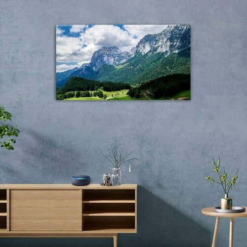 Картина на холсте 60x110 LinxOne "Горы склон лес" интерьерная для дома / на стену / на кухню / с подрамником