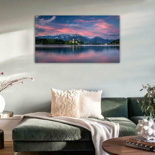 Картина на холсте 60x110 LinxOne "Lake Bled Bled Бледское" интерьерная для дома / на стену / на кухню / с подрамником