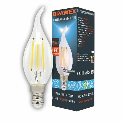 Лампочка Brawex светодиодная C35QF-E14-9N