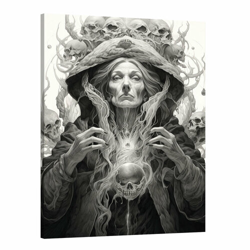 Интерьерная картина 50х70 "Ведьма с заклинаниями"