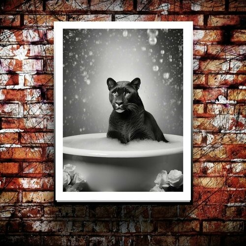 Постер "Пантера в ванной" из коллекции "Креатив" А4