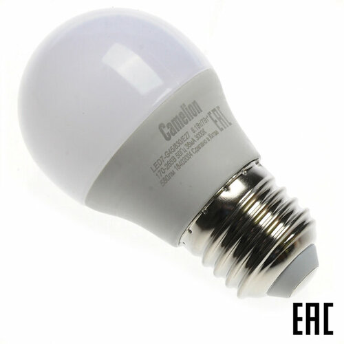 Лампа 7Вт LED7-G45/830/E27 220B 580Лм 3000K светодиодная шарик теплый белый свет (Camelion)