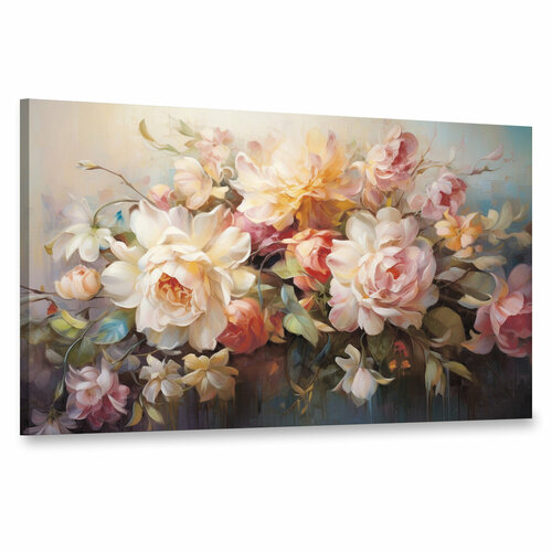Интерьерная картина 100х60 "Весенний букет в вечернем свете"
