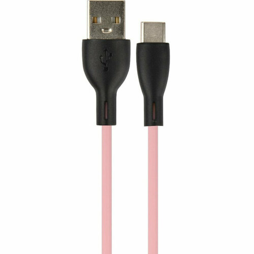 PERFEO Кабель USB A вилка - C вилка, 2.4A, розовый, силикон, длина 1 м, SILICON (U4715)