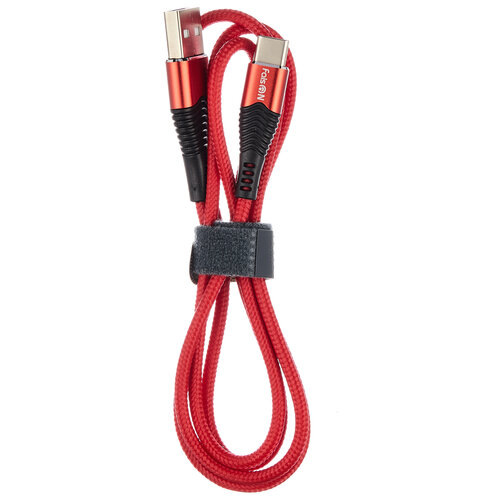 USB кабель - Type-C FaisON HX38 Cool, 1.0м, круглый, 2.4A, нейлон, цвет: красный