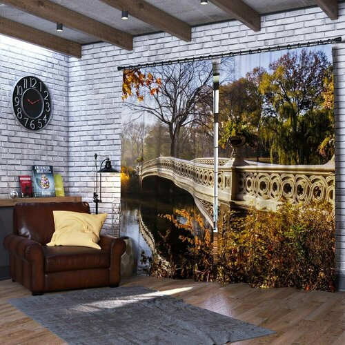 Фотошторы Чугунный мост в центральной парке. Нью-Йорк Ш150xВ290 см. 2шт. Габардин на тесьме