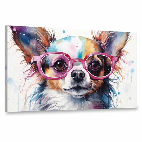 Интерьерная картина 100х60 "Пес в розовых очках"