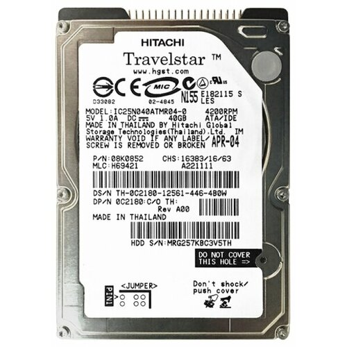 Жесткий диск Dell 13G1812 40Gb 4200 IDE 2,5" HDD