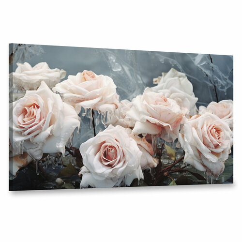 Интерьерная картина 100х60 "Розы в морозе"