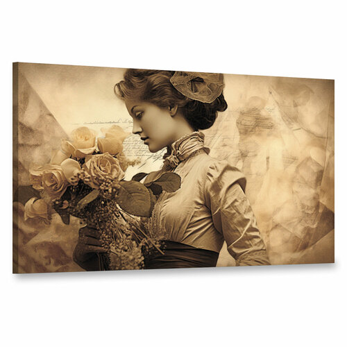 Интерьерная картина 100х60 "Девушка с букетом"