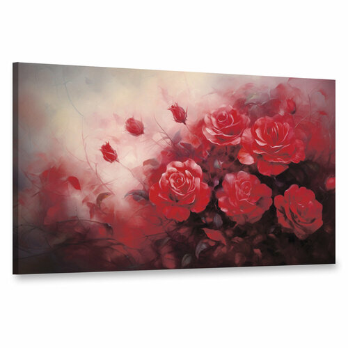 Интерьерная картина 100х60 "Розы во мгле"