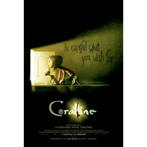 Плакат, постер на холсте Коралина в Стране Кошмаров (Coraline, 2009г). Размер 42 х 60 см