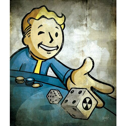 Плакат, постер на холсте Fallout-Vault Boy/Фаллаут-Волт-Бой. Размер 21 на 30 см