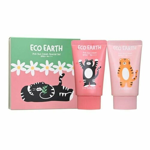 The Saem Лимитированный набор солнцезащитных кремов 50г+50 г Eco Earth Pink Sun Cream Special Set