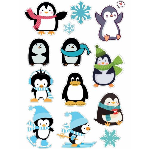 Набор наклеек А4 "Пингвины-2"
