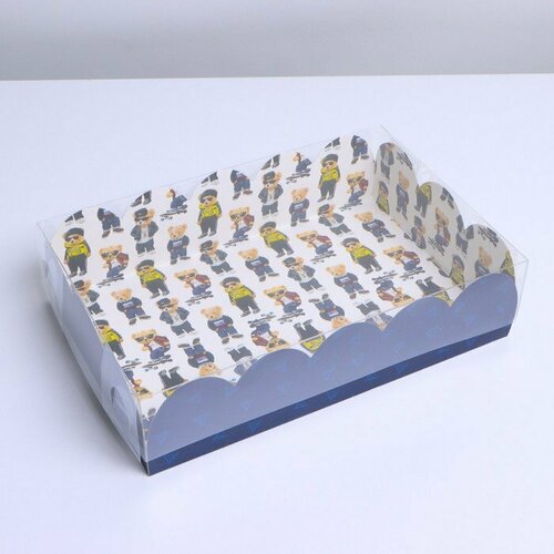 Коробка для кондитерских изделий с PVC крышкой «Мишки», 20 × 30 × 8 см (комплект из 20 шт)